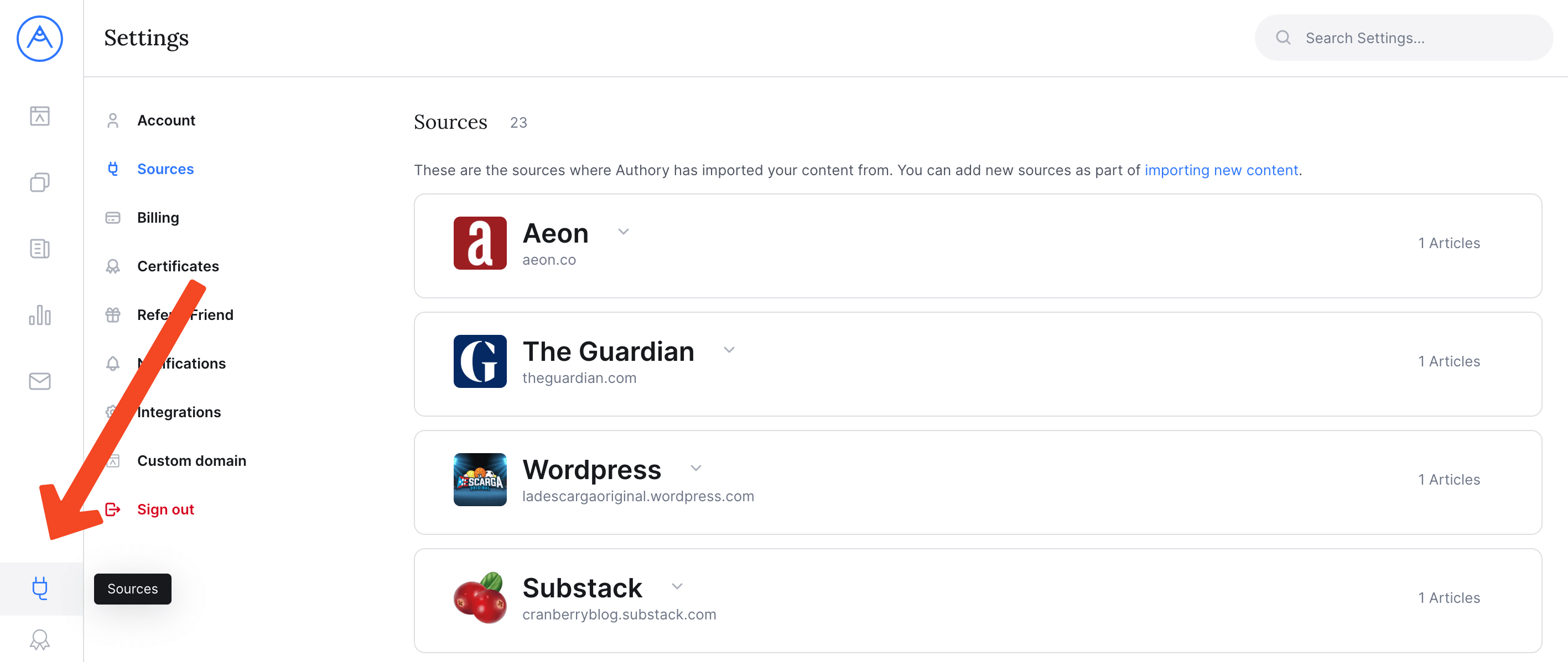 Getting started with Sources